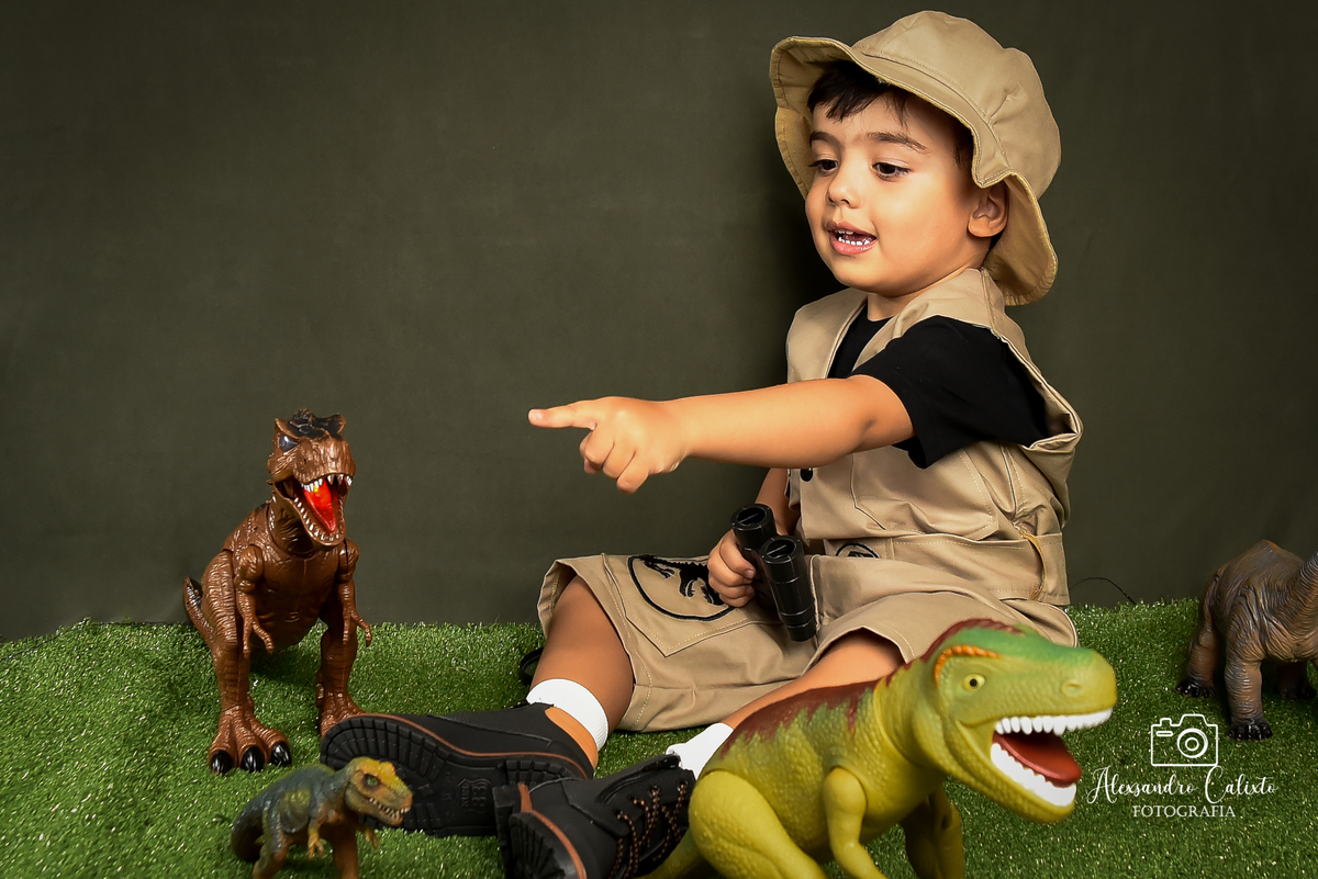 Mini Ensaios Infantis - Ensaio do Pedro 3 Anos - Dinossauros